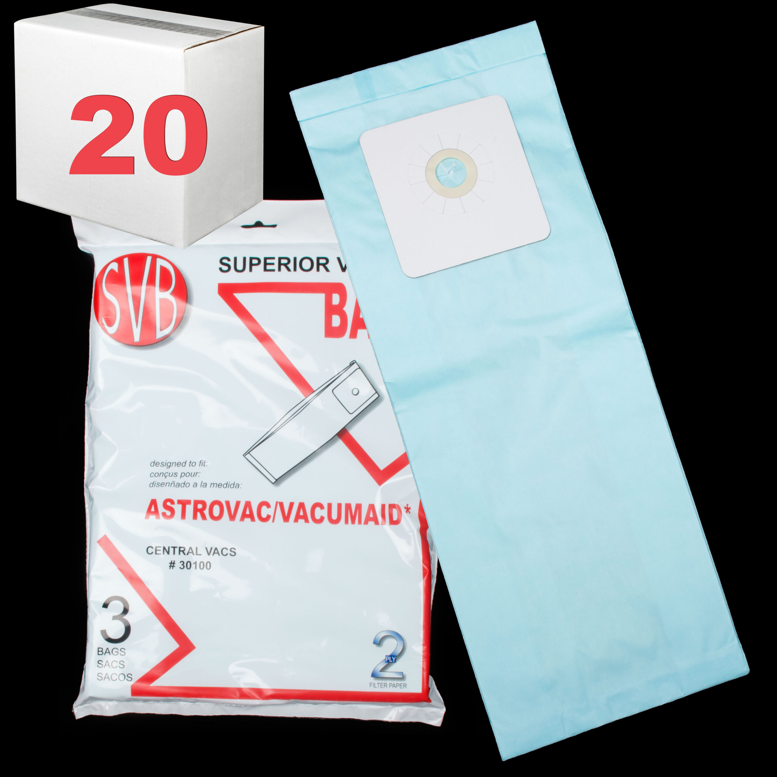 Vacumaid BA30100CS-20 Astrovac 12-Gallon Central Vacuum Dust Bags ...