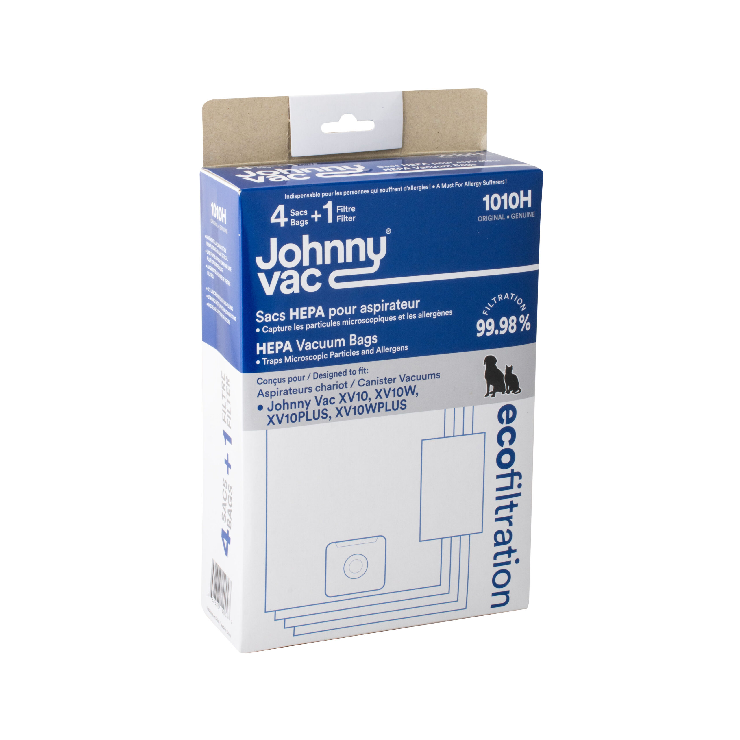 Johnny Vac XV 10 Plus Canister HEPA Bags with Filter BA1010H (4-Pack ...